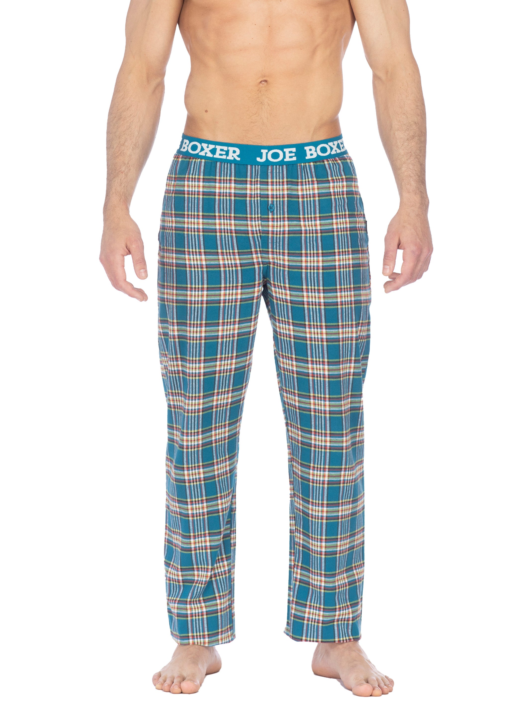 Flannel náttbuxur - köflóttar turkisbláar – Joe Boxer